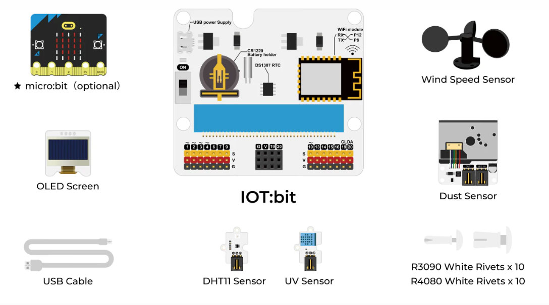 EF08314 ELECFREAKS micro:bit Smart Climate Kit, designed based on micro ...