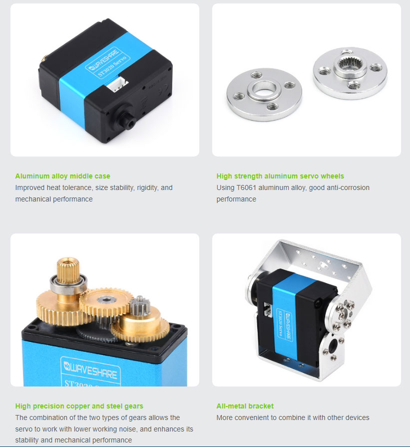 waveshare 24703 25kg.cm Wide Range Voltage Serial Bus Servo, High ...