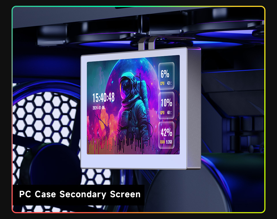 WAVE-26070 5 Inch Silver USB Monitor, AIO LCD Screen, PC Case Secondary ...