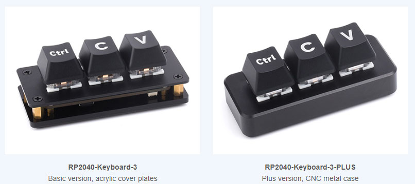 WAVE-26464 Ctrl C/V Shortcut Keyboard For Programmers, 3-Key Development Board, Adopts RP2040 ...