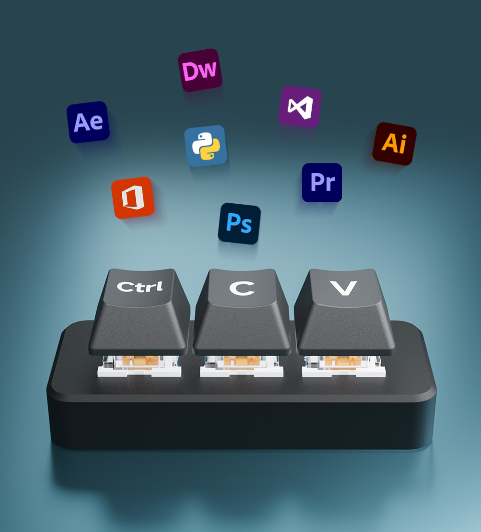 WAVE-26464 Ctrl C/V Shortcut Keyboard For Programmers, 3-Key ...