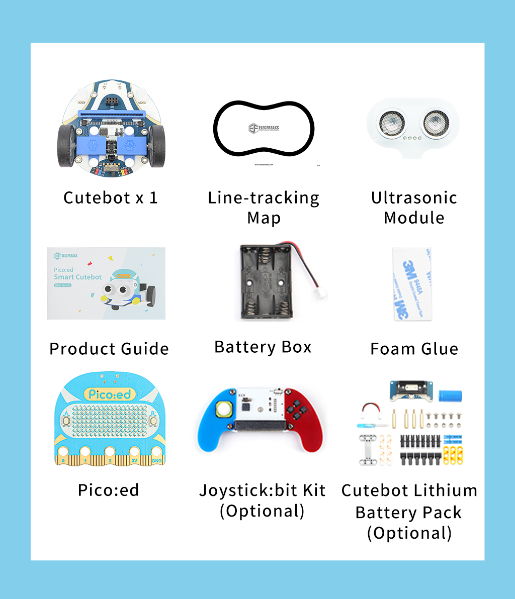 EF08275 ELECFREAKS Pico:ed Smart Cutebot Kit (With Pico:ed Board)