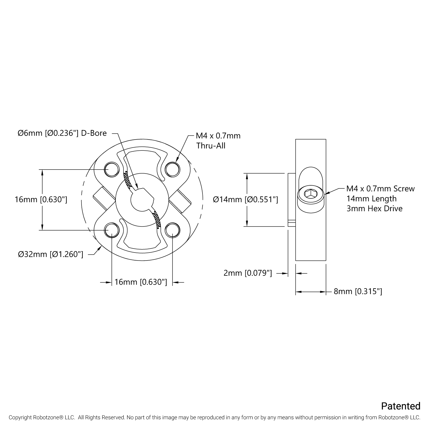 1309-0016-1006, 1309 Series Sonic Hub (6mm D-Bore)