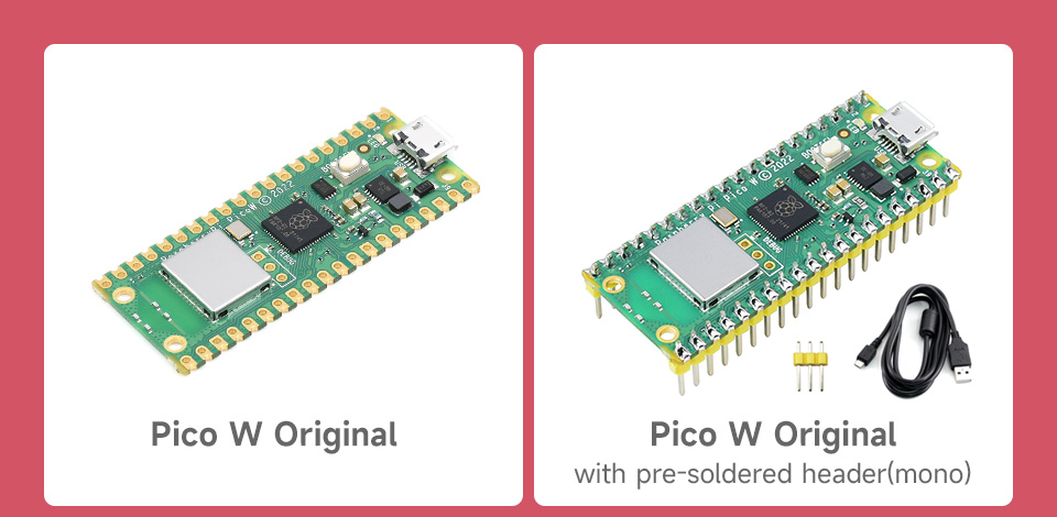 WAVE-23411, Raspberry Pi Pico W Microcontroller Board, Built-in WiFi, Based on Official RP2040 ...